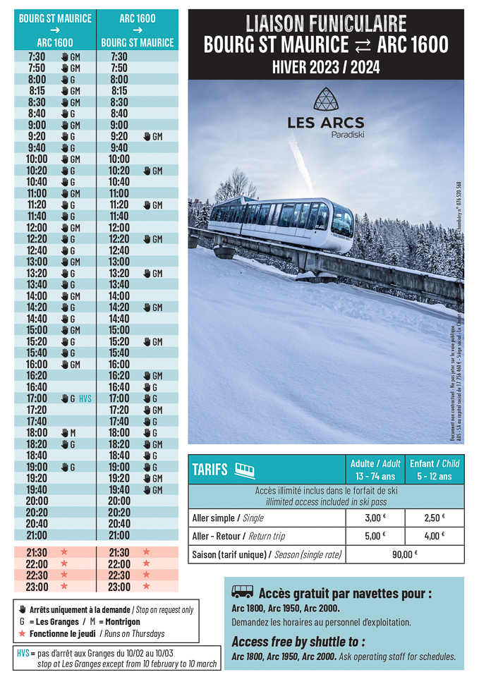Les Arcs - transfer guide